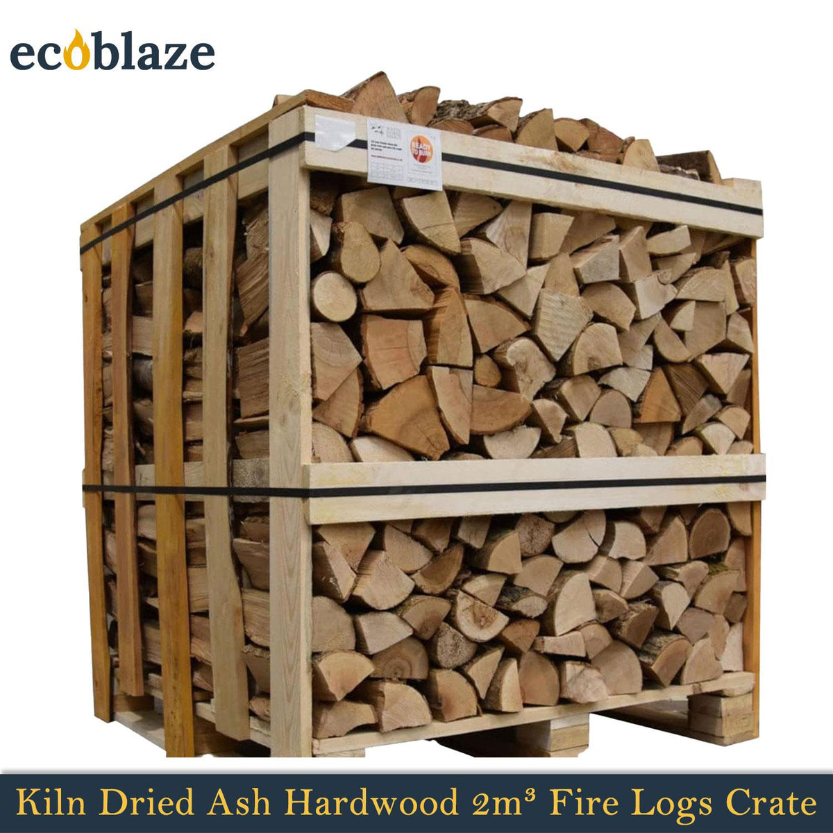 Ecoblaze Ash Kiln Dried 2m³ Crate Firewood Logs for Wood Burner & Pizz ...
