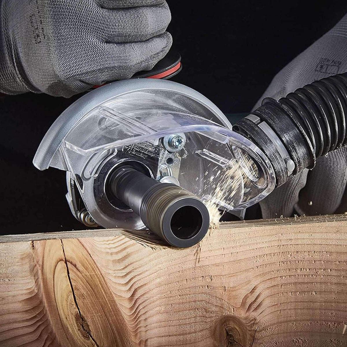 wolfcraft Extraction Hood for Angle Grinder, Dust Removal & Safe Woodw ...