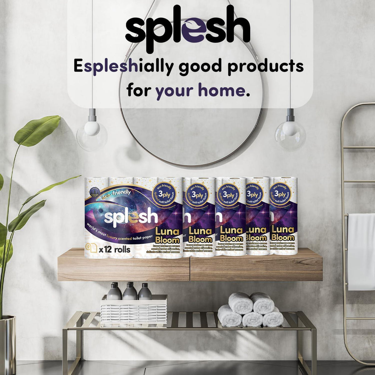 Splesh Quilted Luxury 3 Ply Luna Bloom Scented Toilet Tissue Paper, 60 ...