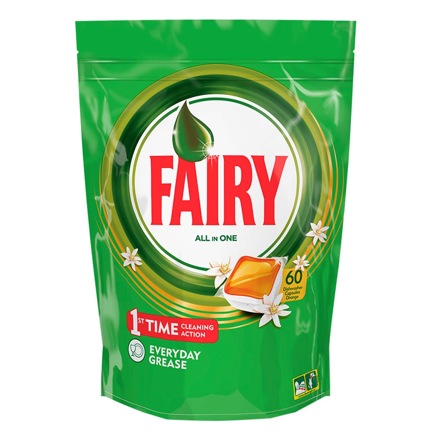Fairy All-in-One Dishwasher Capsules Cleans Everyday Grease Orange, 60 ...
