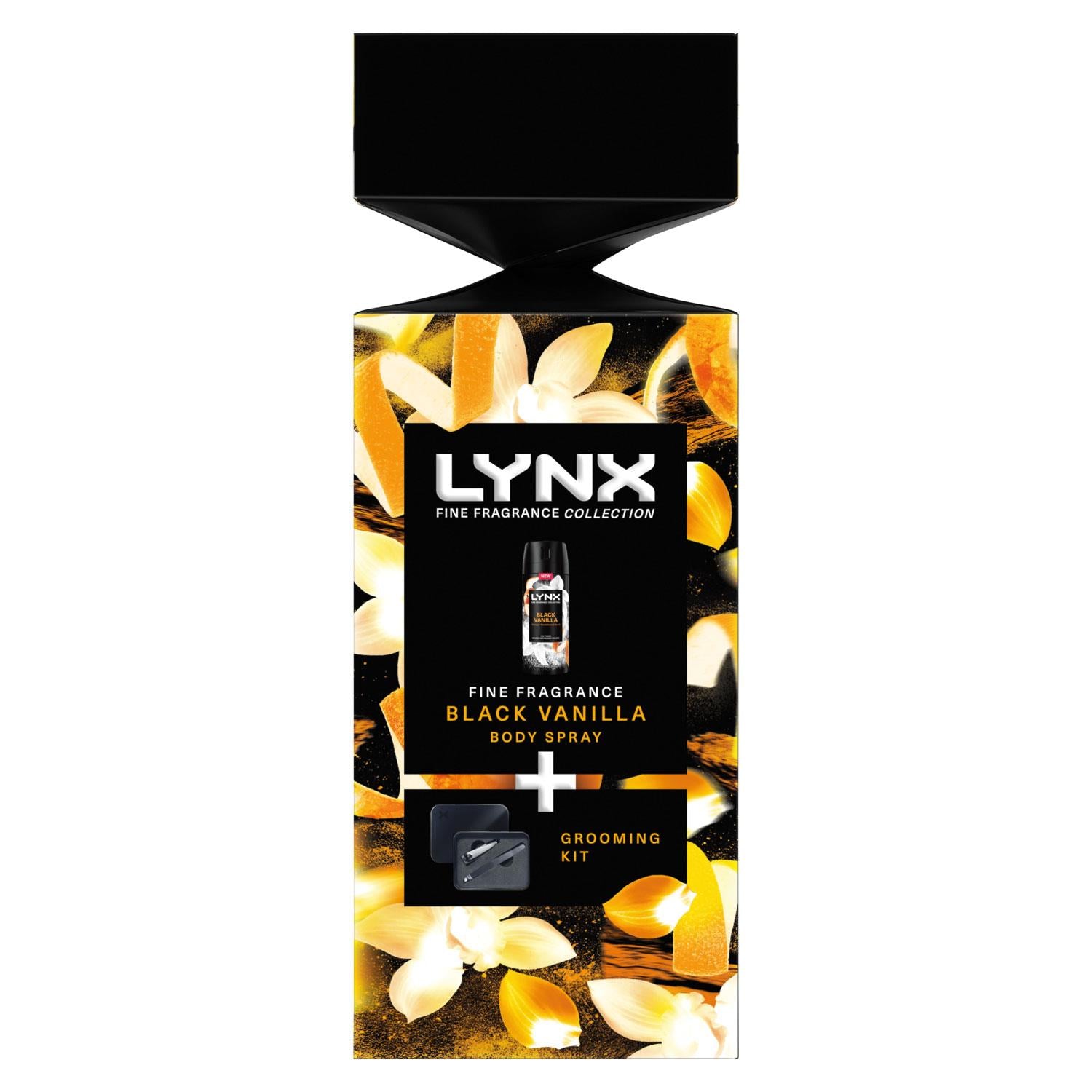 Lynx Fine Fragrance Black Vanilla Body Spray Gift Set for Him with Gro ...
