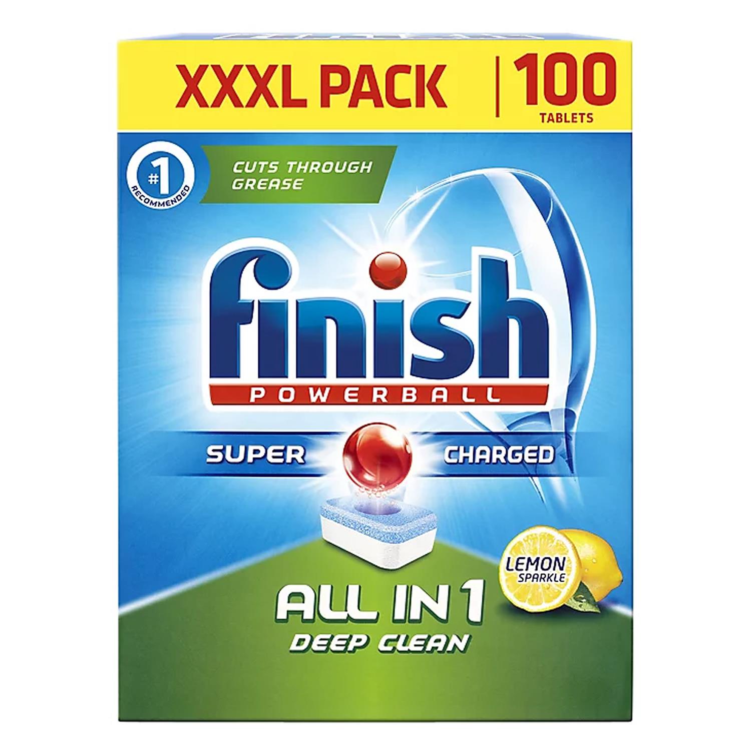 Finish Powerball Power Essential Dishwasher Tablets Lemon Sparkle, 100 ...