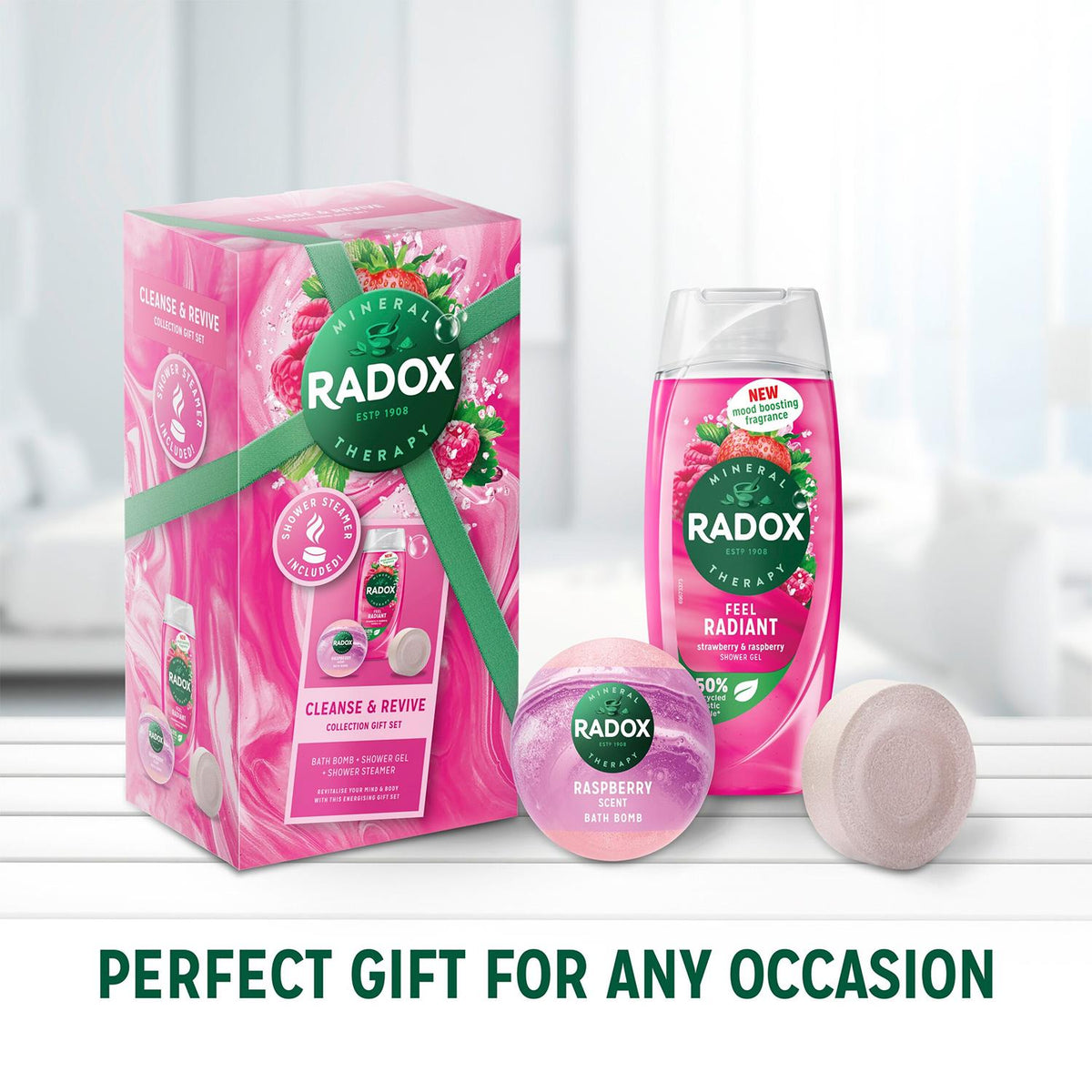Radox Cleanse & Revive Shower Gel & Bath Bomb Gift Set for Her w/ Show ...