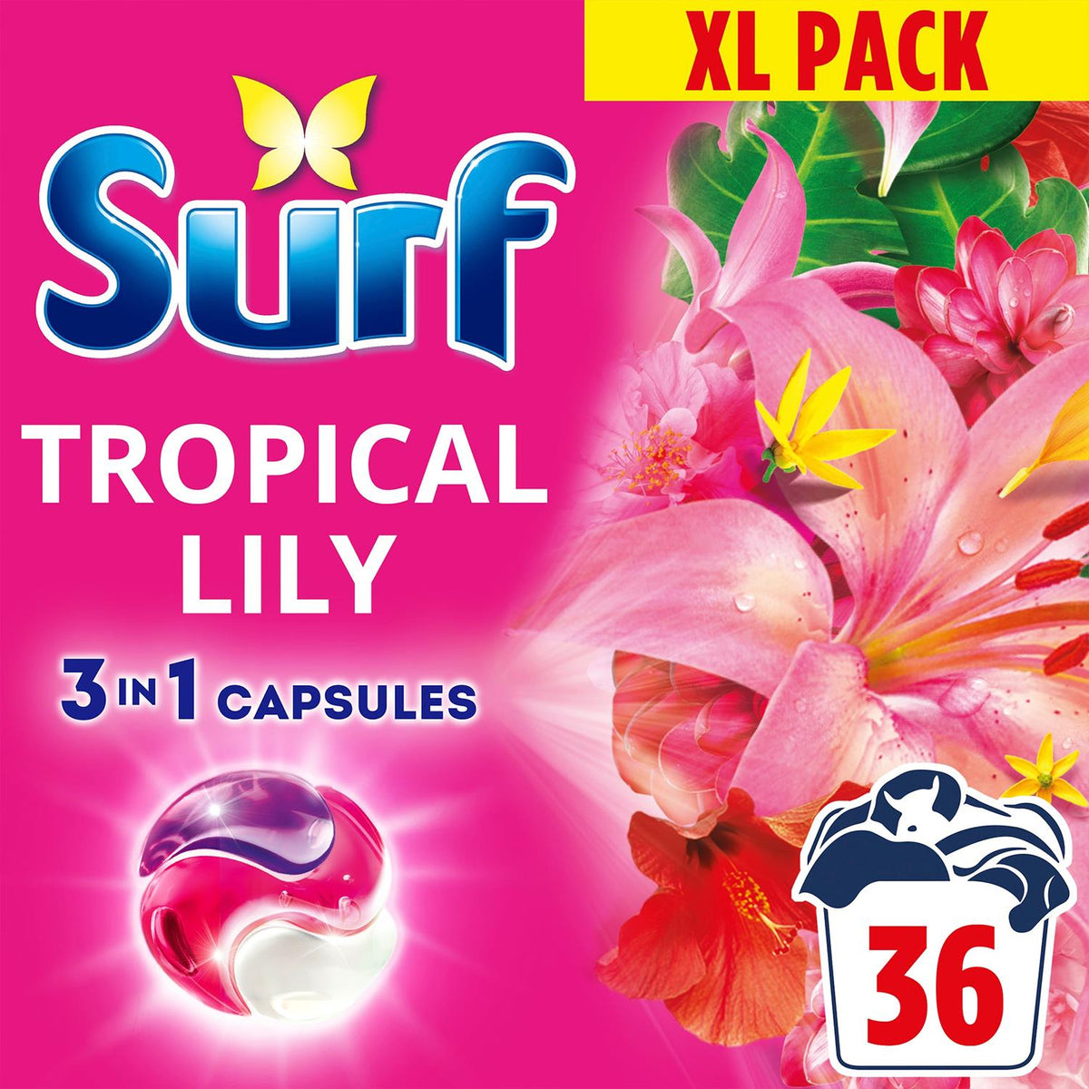 Surf 3 in 1 Laundry Washing Detergent Capsules Tropical Lily, 216 Wash ...