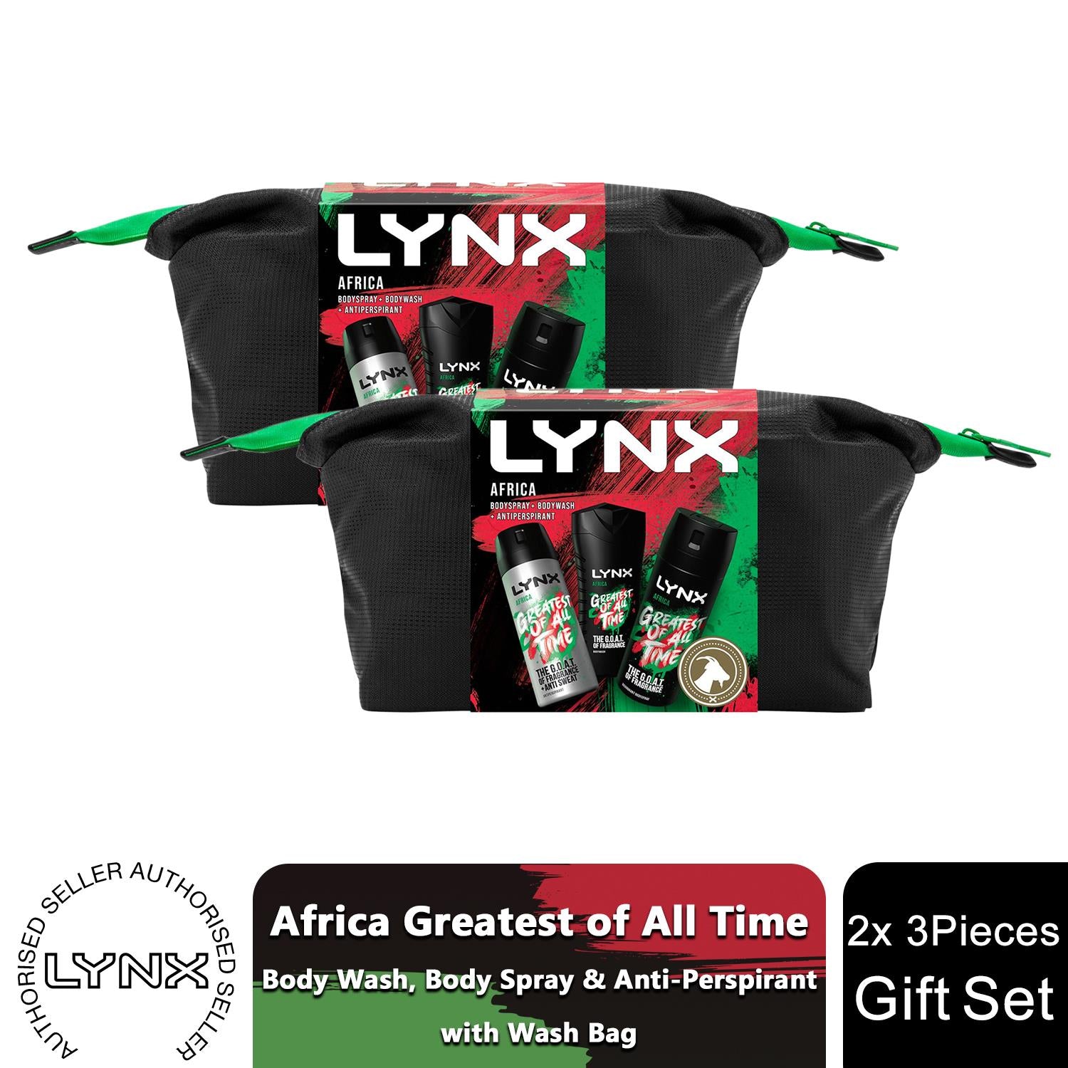 Lynx Africa Body Wash, Body Spray & Anti-Perspirant Gift Set for Him w ...