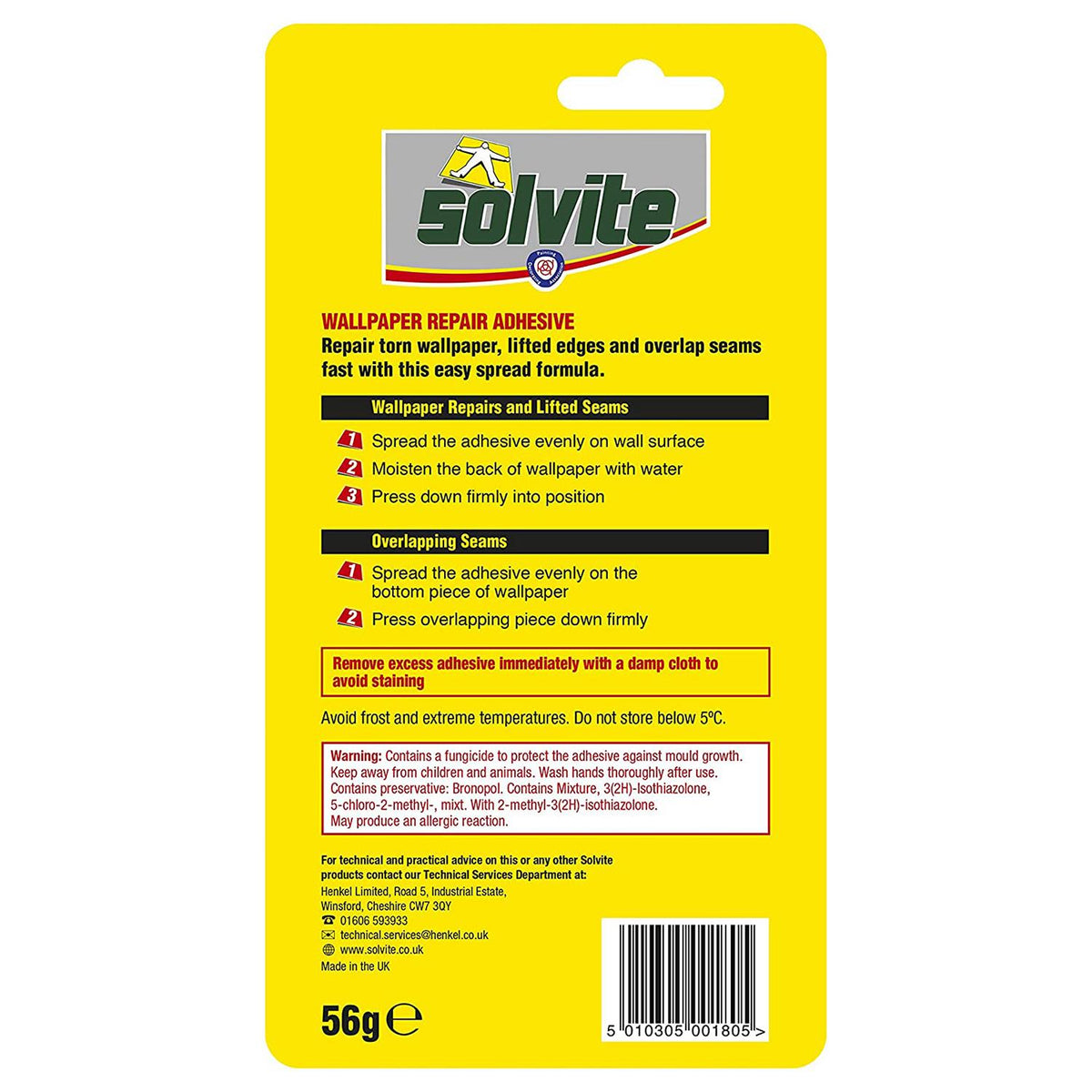 Solvite Wallpaper Repair Adhesive Easy-Spread Formula for Seam Repair ...