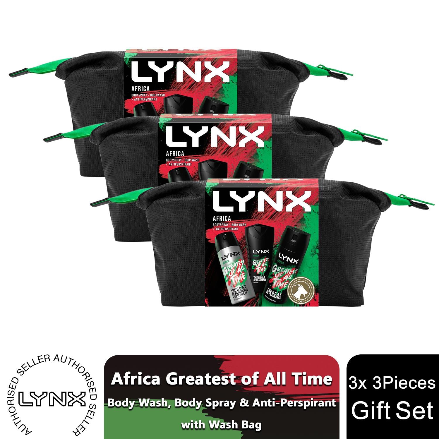 Lynx Africa Body Wash, Body Spray & Anti-Perspirant Gift Set for Him w ...