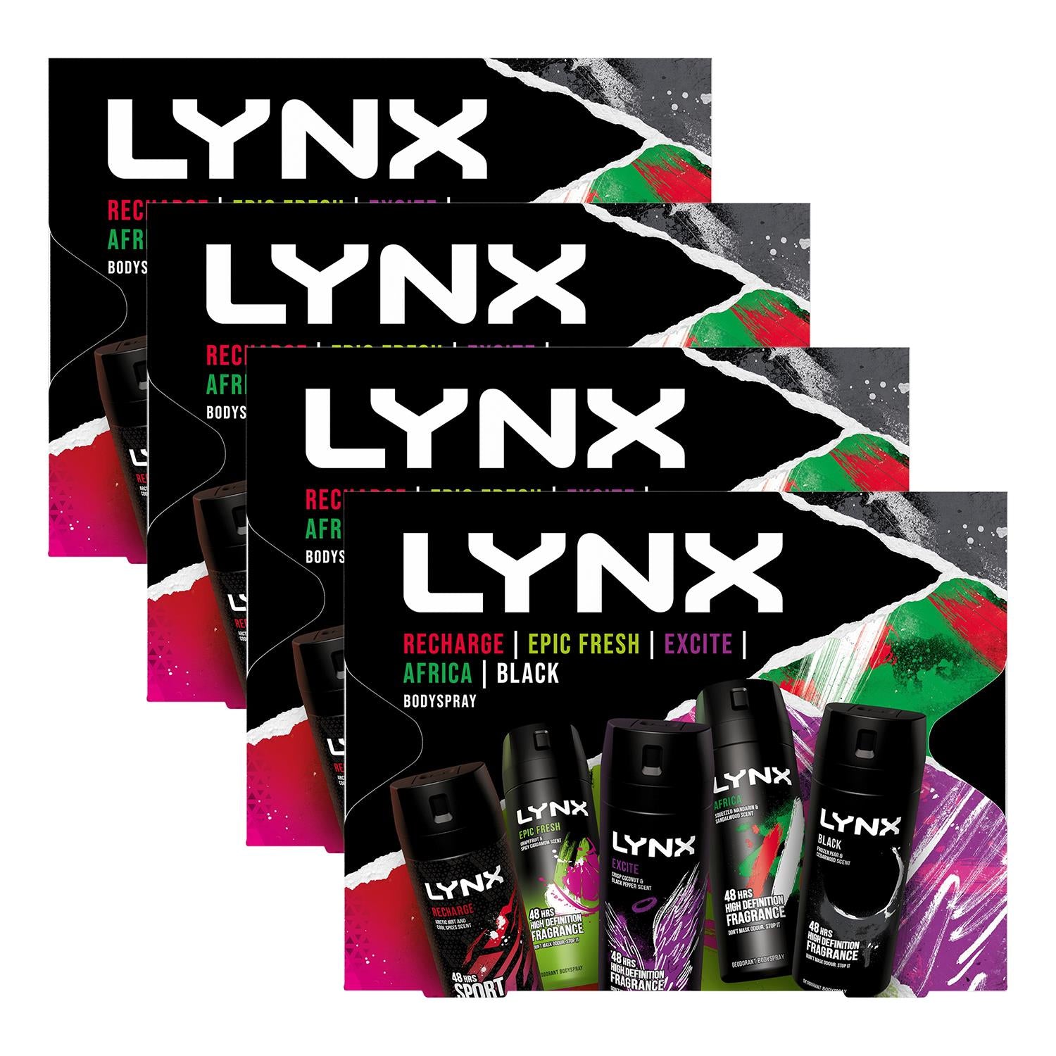 Lynx Body Sprays Multi Fragrance Edition 48H Fresh 5Pcs Gift Set for H ...