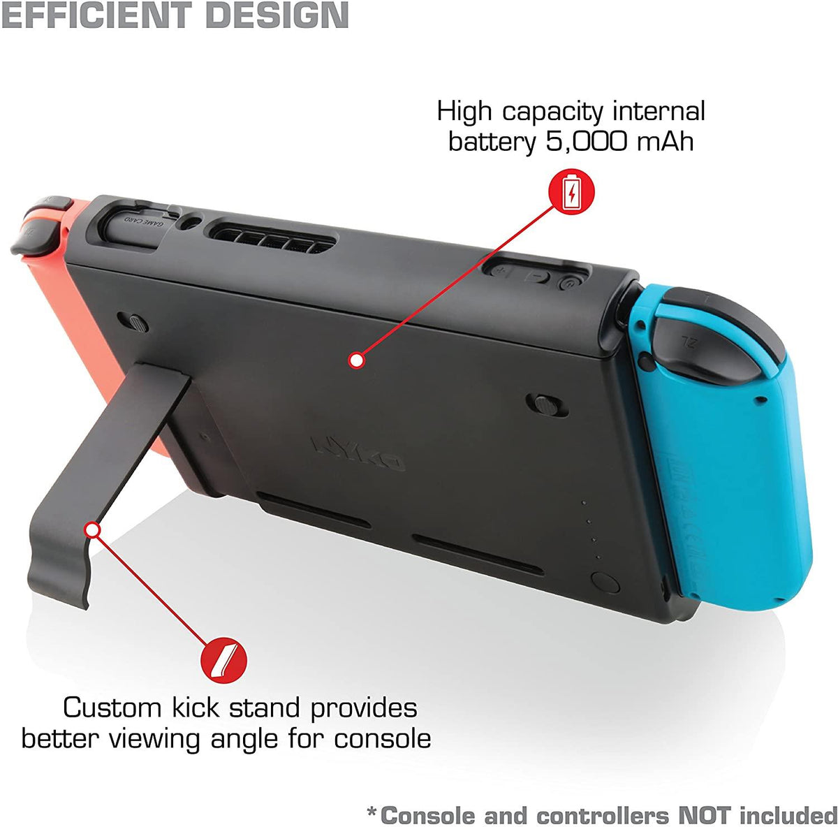 Nintendo Switch 5000mAh Rechargeable Extended Battery Charger Case Com ...