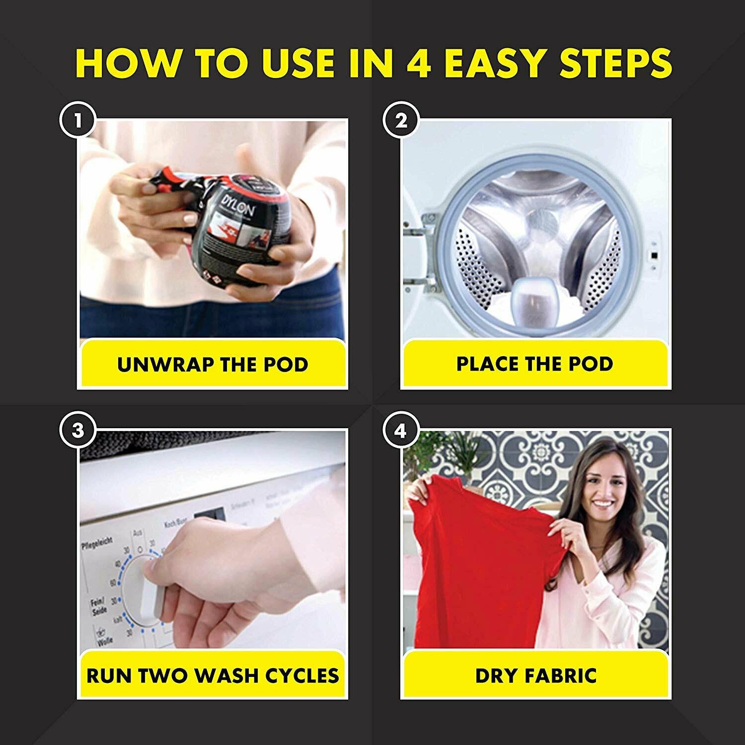 DYLON Washing Machine Fabric Dye Pod, Rosewood Red, 2 Packs of 350g ...