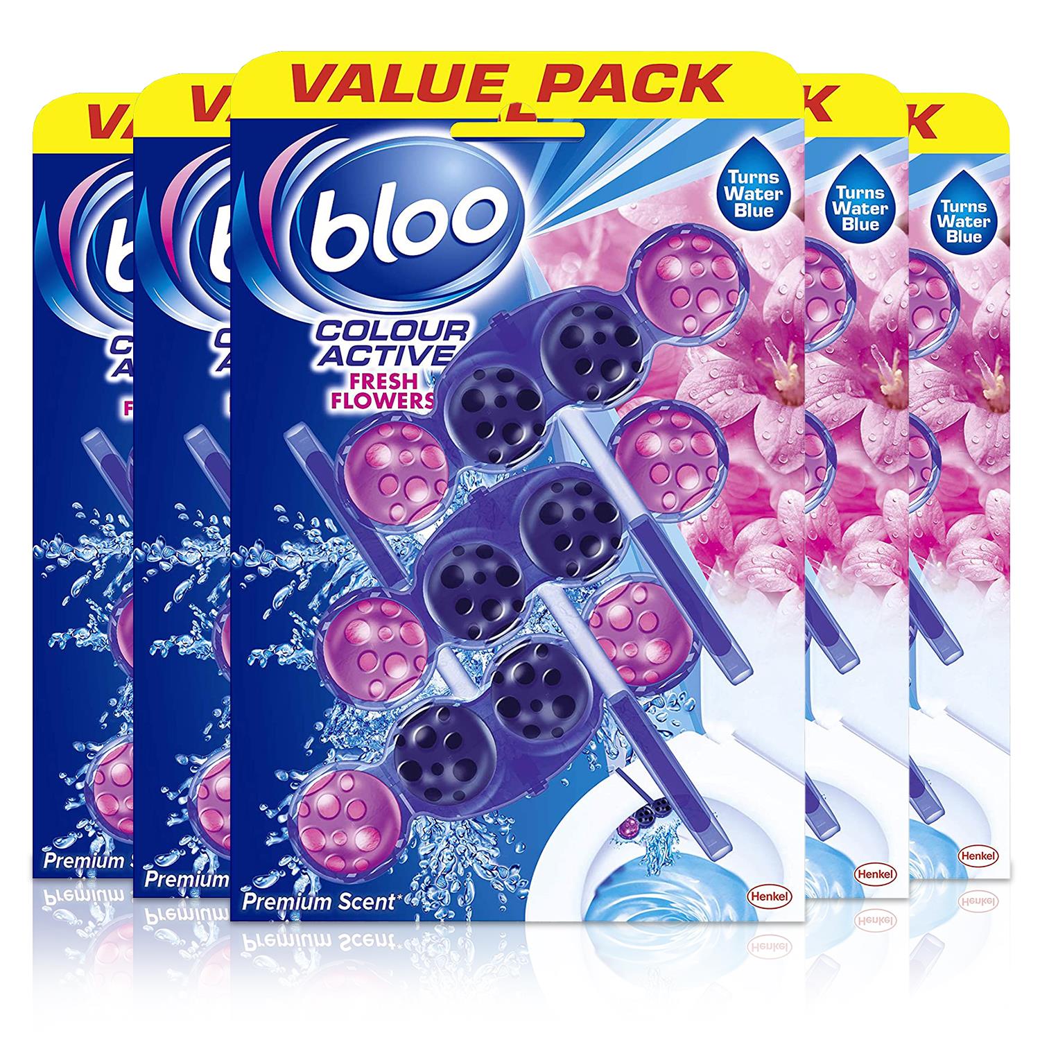Bloo Colour Active Toilet Rim Block Fresh Flowers Anti-Limescale 3 x 5 ...