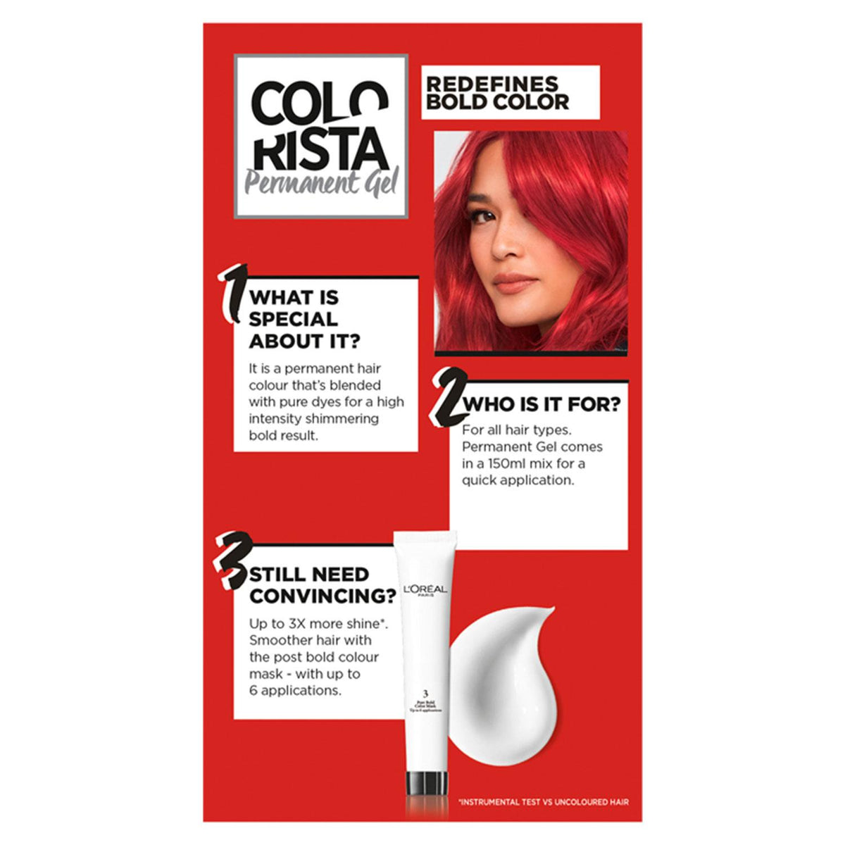L'Oreal Paris Colorista Hair Colour 8.26 Bright Red Permanent Gel Hair ...