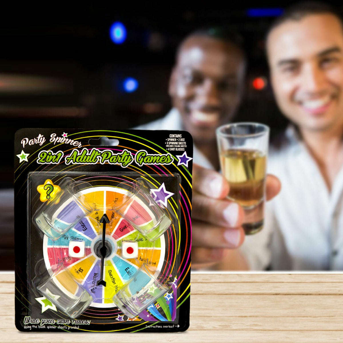 PMS 2-in-1 Party Spinner Drinking Game with 4 Glasses on Blister ...