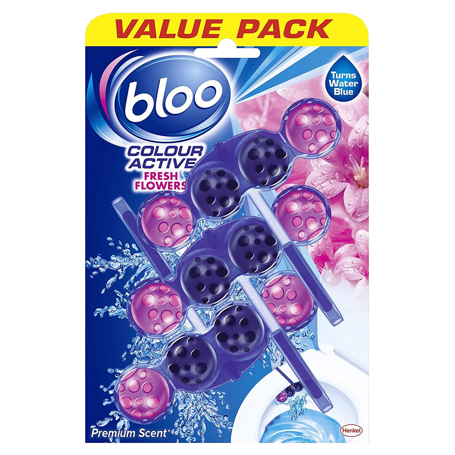 Bloo Colour Active Toilet Rim Block Fresh Flowers Anti-Limescale 3 x 5 ...