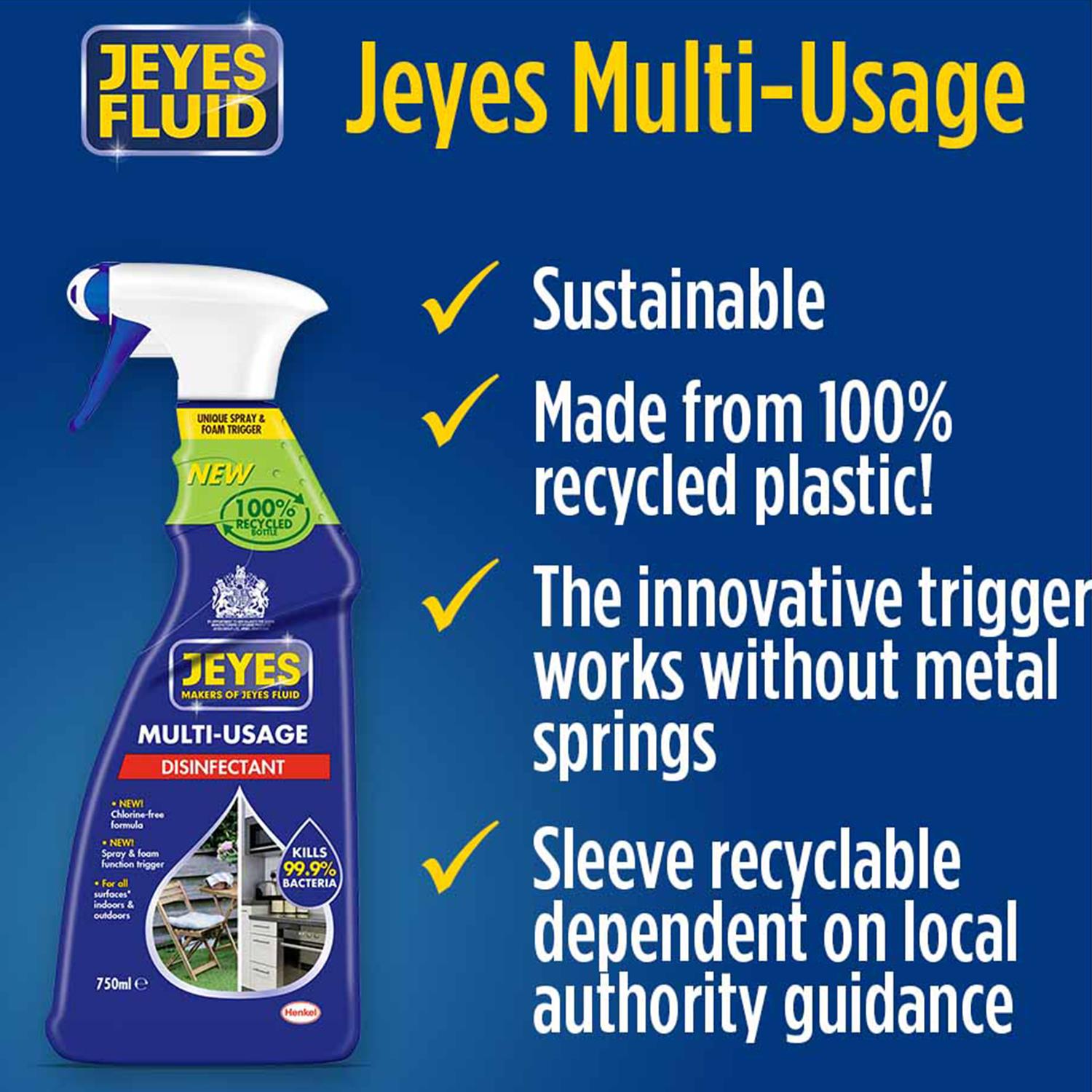 Jeyes Disinfectant Cleaner Trigger Spray for Outdoor/Indoor, 750 ml, 2 ...