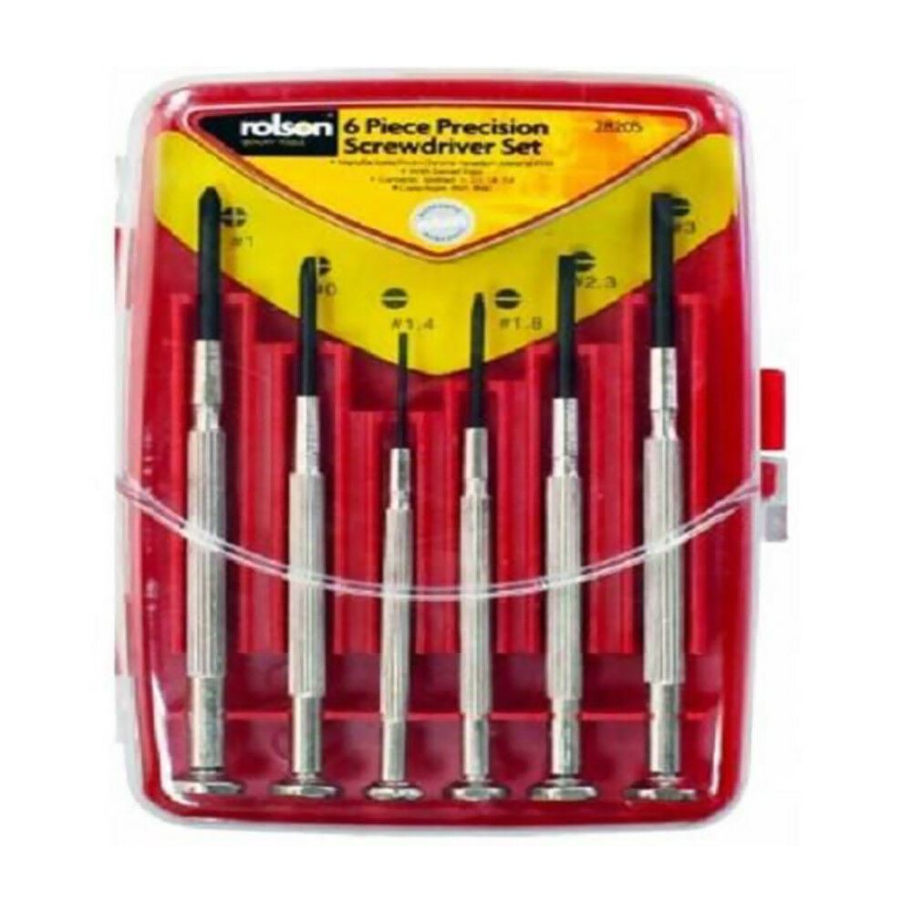 Rolson 6 Piece Precision Screwdriver Set ,Swivel Tops, Slotted & Cross ...