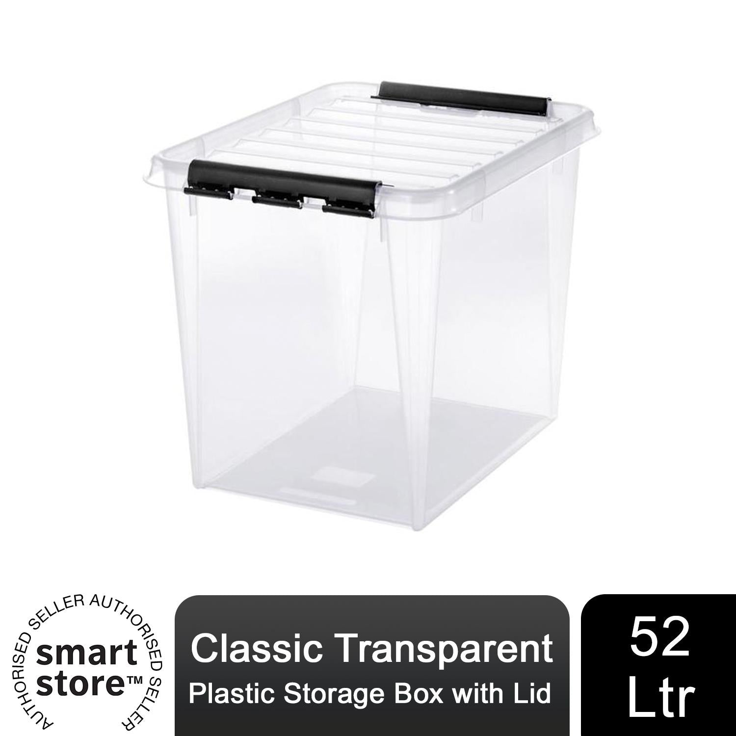Smartstore 50 Classic Transparent Plastick Storage Box with Lid, 52 li ...