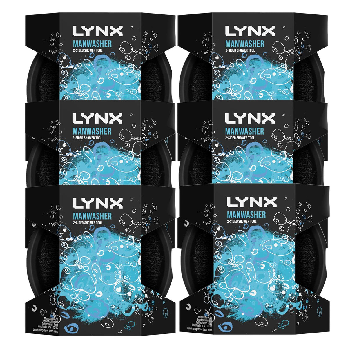 6 Pack of Lynx Manwasher 2-Sided Shower Tool For A Better Clean & Smel ...