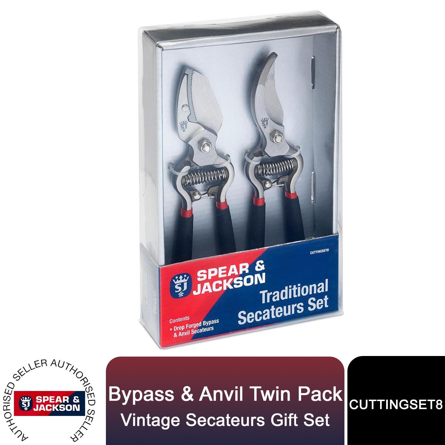 Spear & Jackson Gift Set Vintage Secateurs, Bypass & Anvil Twin Pack ...