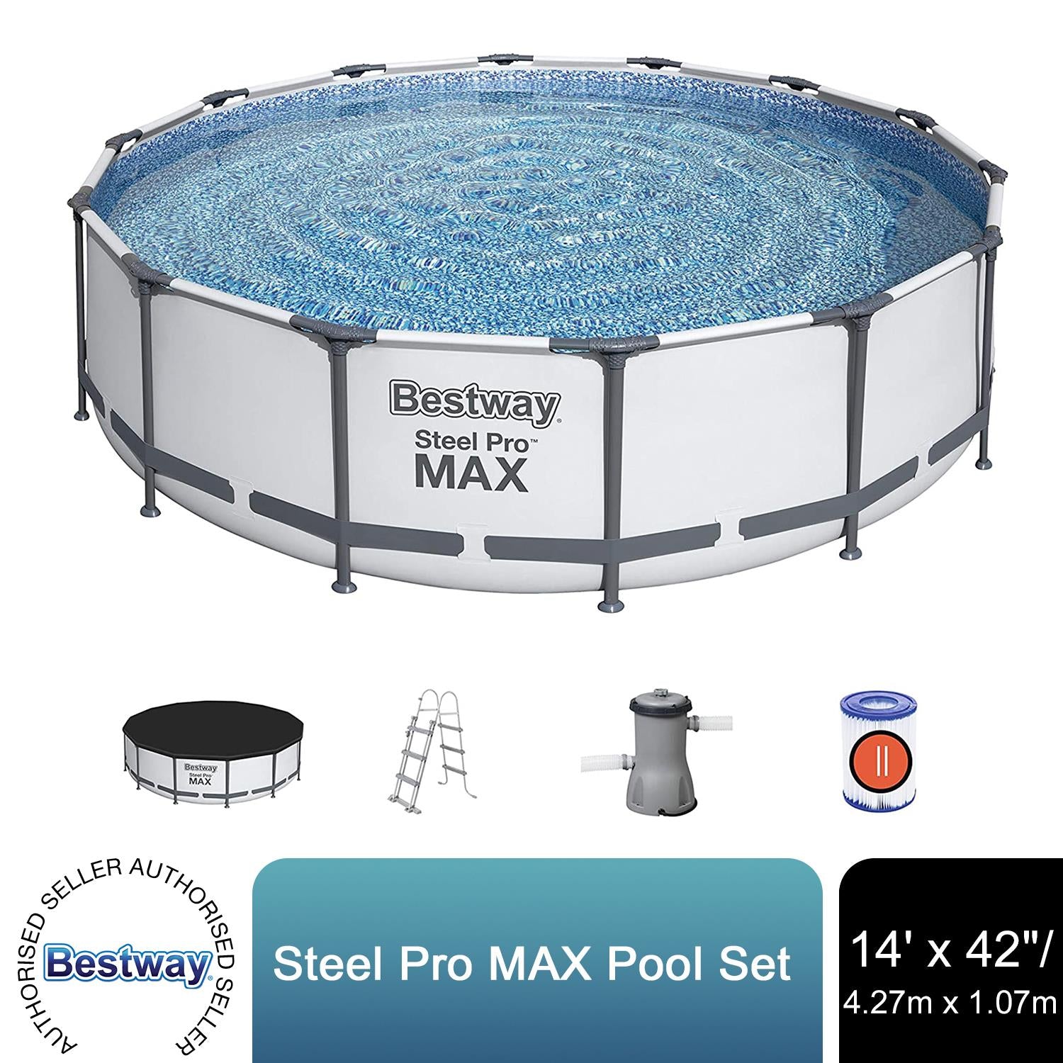 Bestway Steel Pro MAX 14' x 42"/4.27m x 1.07m Swimming Pool Set – Avant Garde Brands