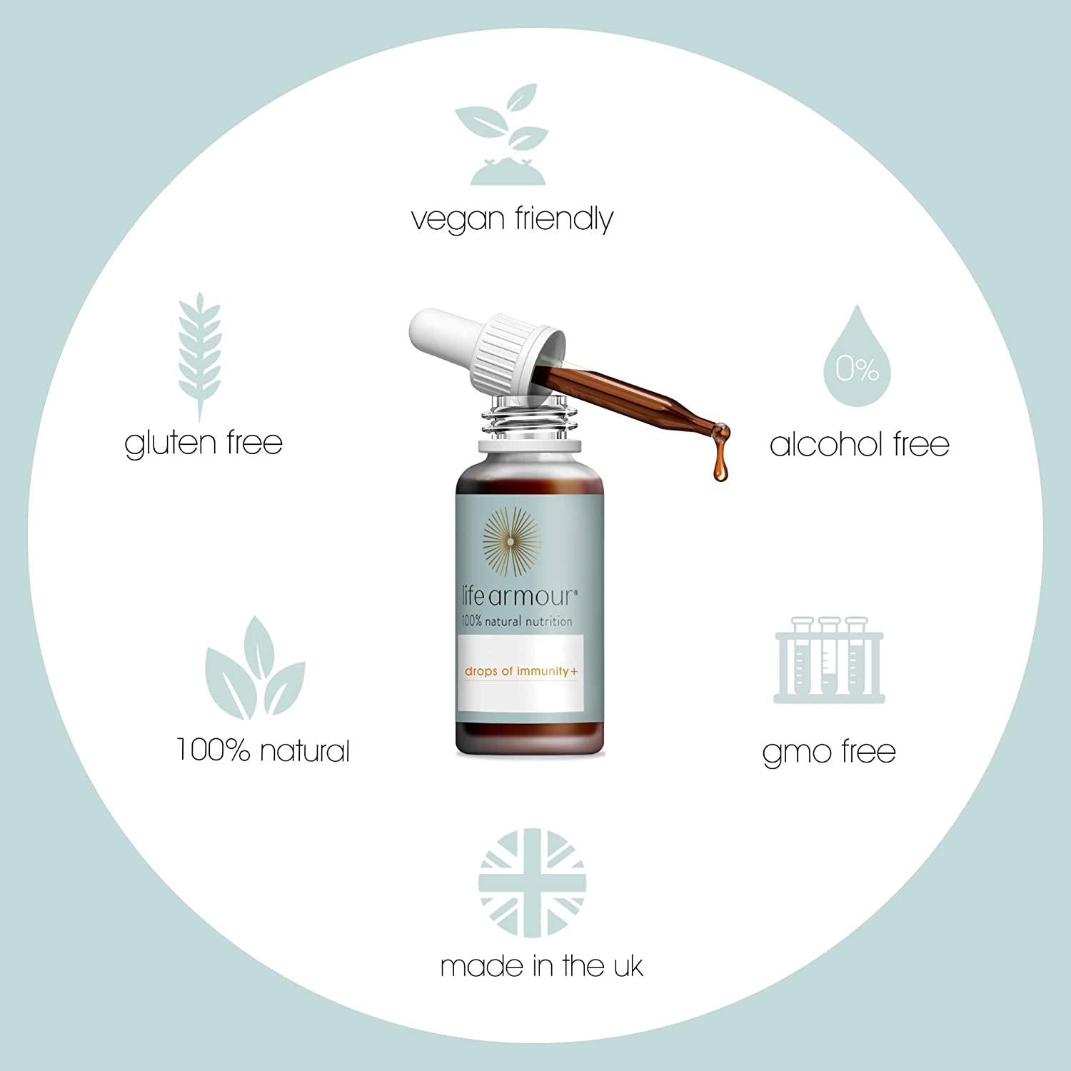 Life Armour 100% Natural Nutrition Drops of Immunity+ with Vitamin C ...