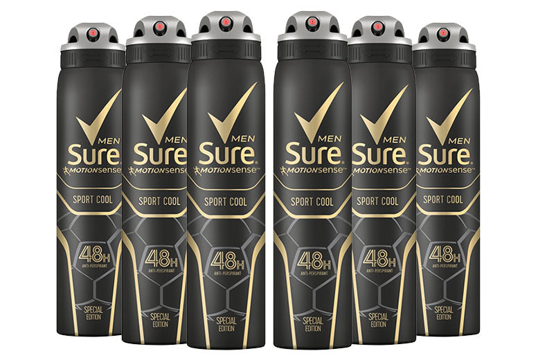 Sure For Men Anti-perspirant Body Spray Deodorant, Pack of Six, 250ml ...