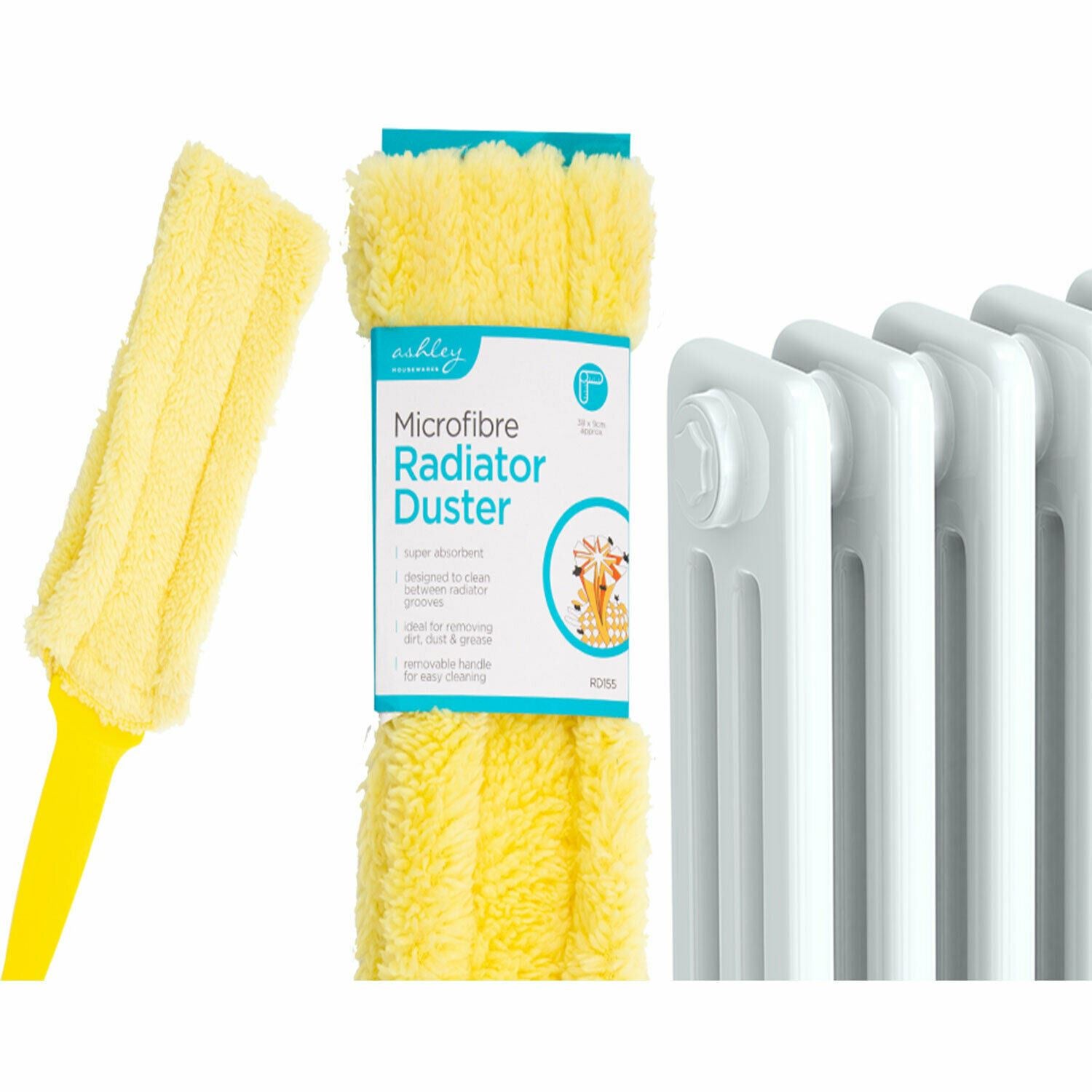 Ashley BB-RD155 Microfibre Radiator Cleaning Duster With Handle, Yello ...
