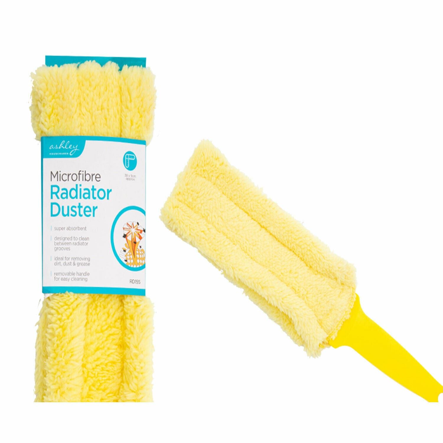 Ashley BB-RD155 Microfibre Radiator Cleaning Duster With Handle, Yello ...
