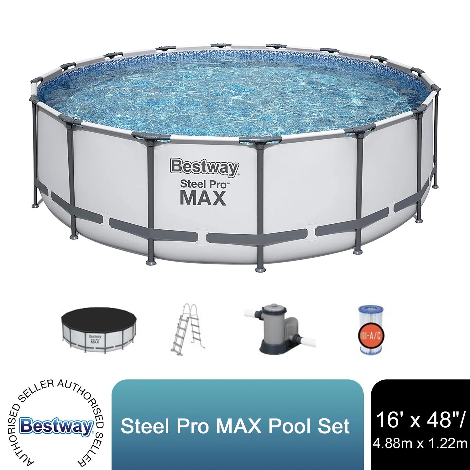 Bestway Steel Pro MAX 16' x 48"/4.88m x 1.22m Swimming Pool Set – Avant ...