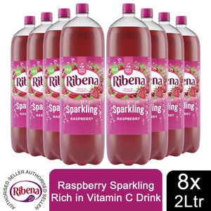 8pk of 2Litre Ribena Raspberry Rich in Vitamin C Sparkling Energy Drin ...