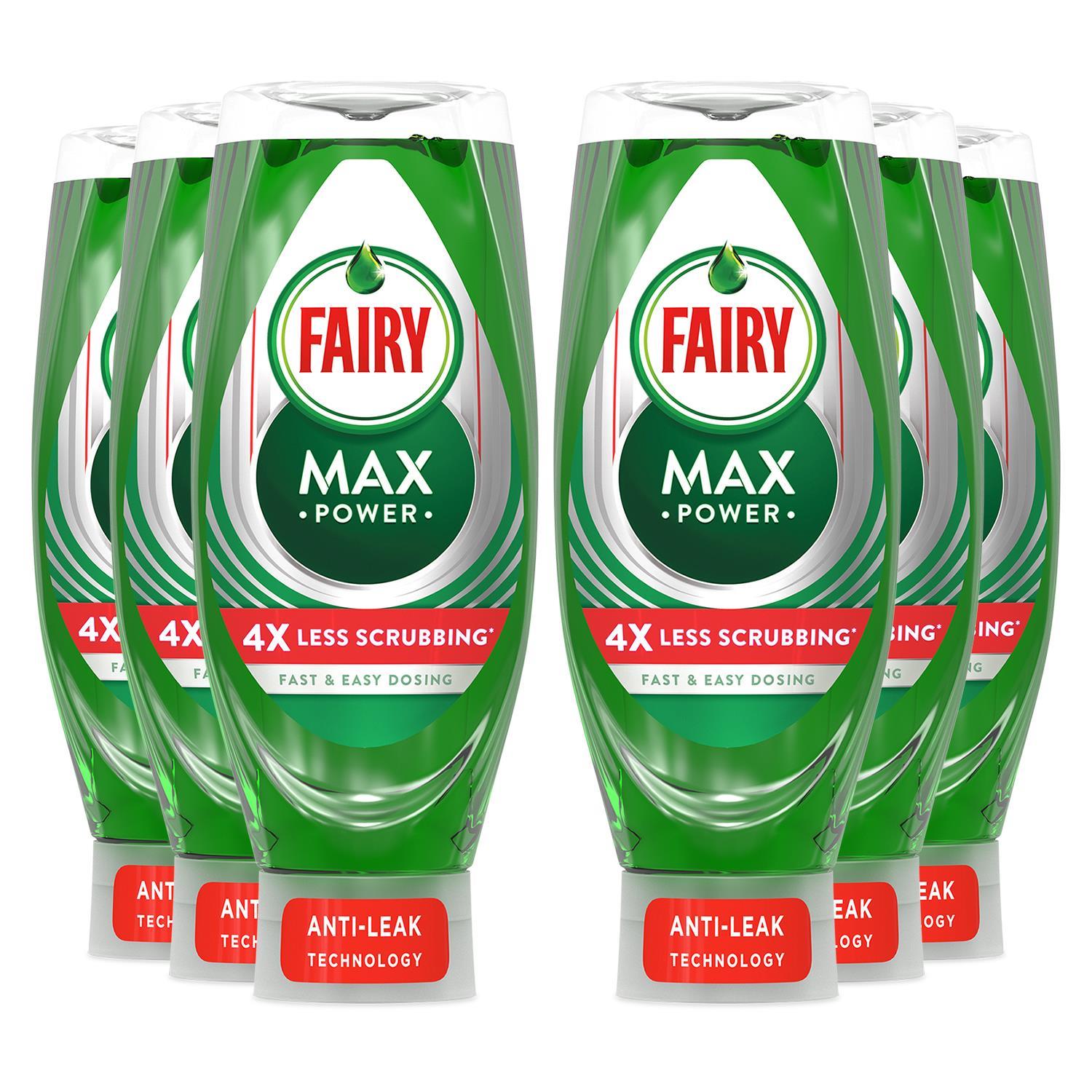 Fairy MaxPower 4x Less Scrubbing Washing Up Liquid for Tough Stains, 6 ...