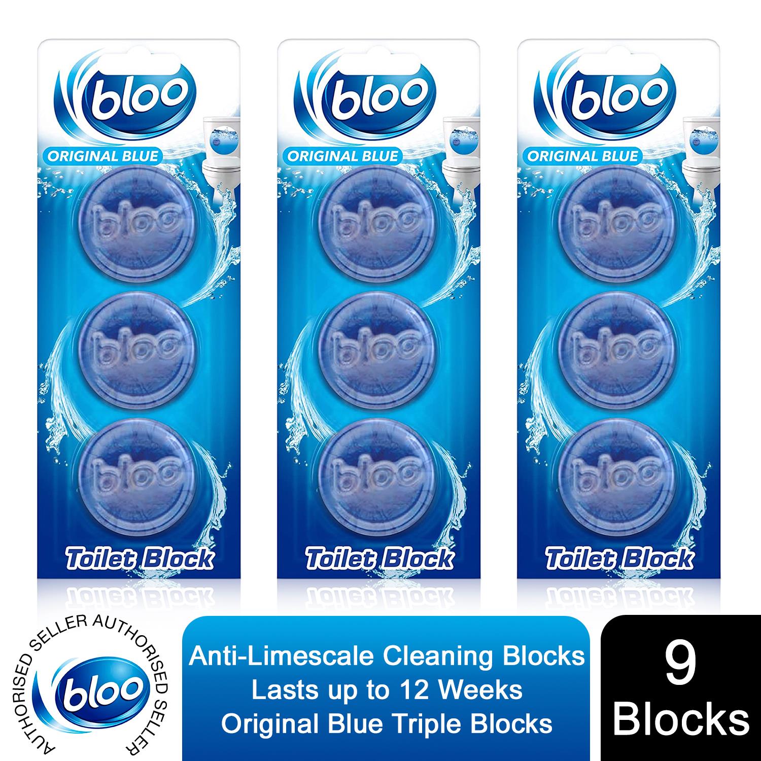 Bloo In Cistern Toilet x3 Blocks Original Blue, 114g Anti-Limescale, 3 ...