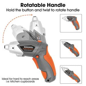 Terratek Electric Cordless 3.6V Battery Powered Screwdriver & Tool Kit ...