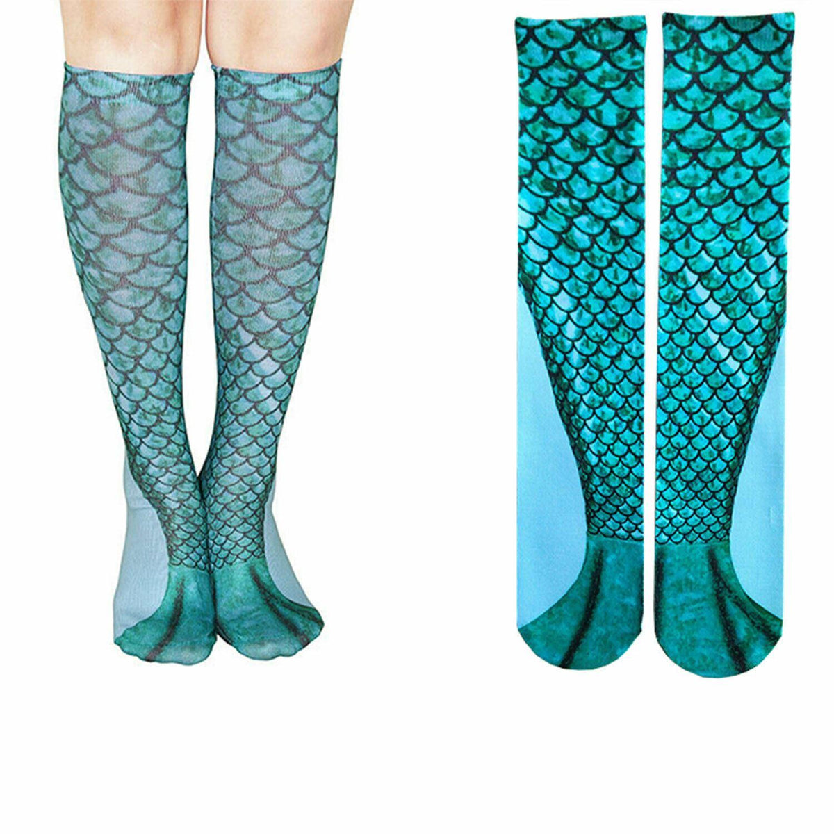 Mermaid Tail 3D Print Women Girl Knee High Boot Socks – Avant Garde Brands