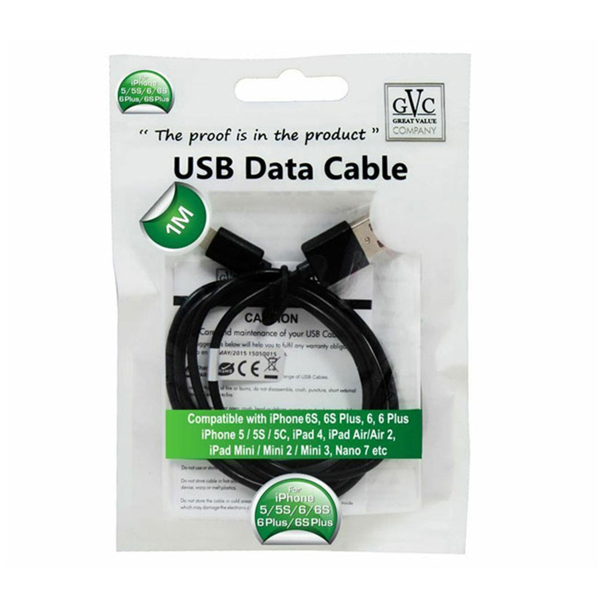 GVC USB to 8-Pin Data Cable for Syncing & Charging, 3 Metre - Black ...